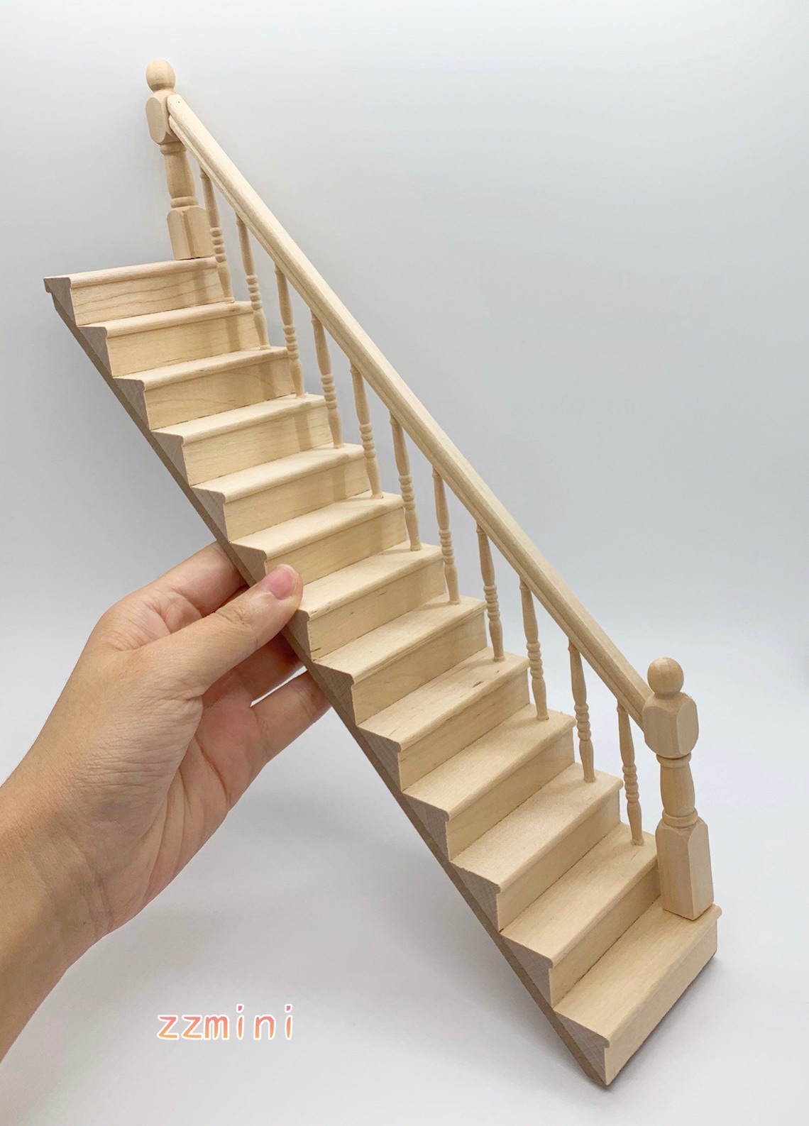 1/12 Dollhouse RIGHT Miniature Staircase Straight Handrail - Etsy