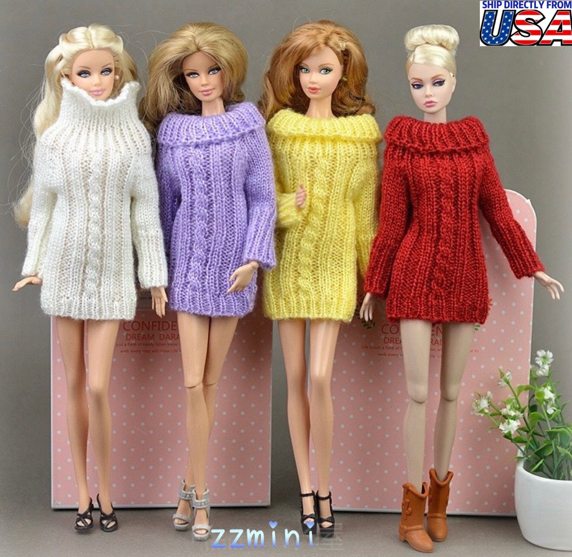 Handmade Clothes for 11.5in Fashion Doll Knitted Warm Miniature Sweater ...