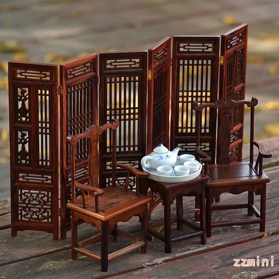 Dollhouse Miniature Oriental Handmade Mini Folding Screen Red Rosewood Straight Pattern Livingroom Furniture Decoration Gift Etsy Canada