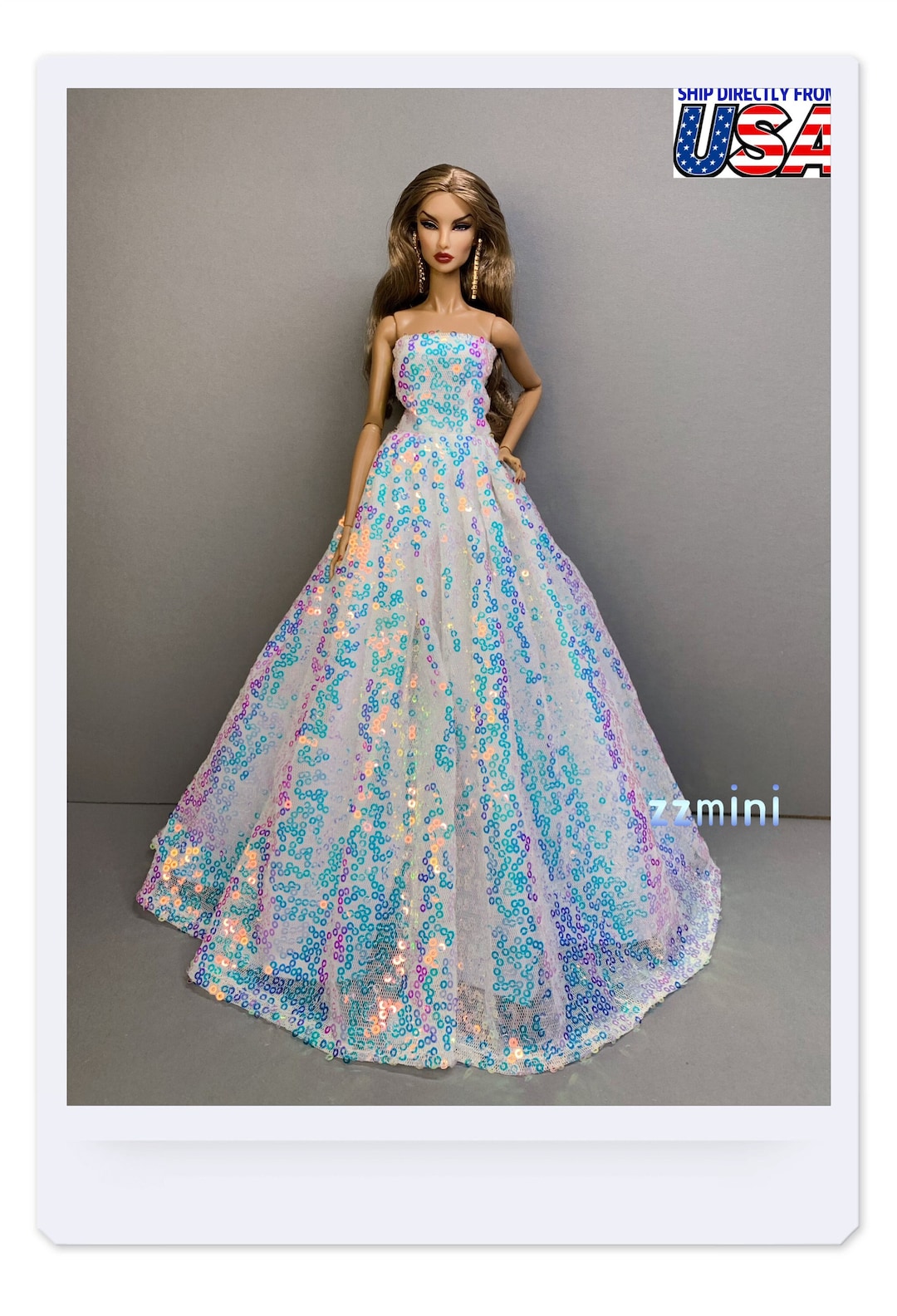White Party Wedding Dress for 11.5inch Fashion Doll Princess Gradient ...
