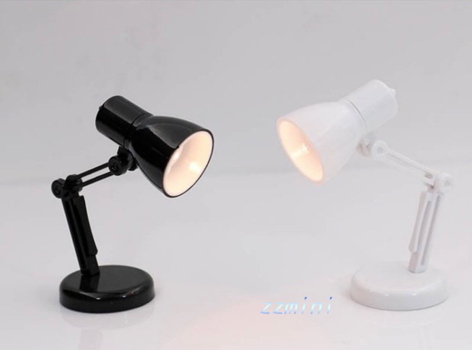 1/6 LED Desk Lamp 2 Pieces(black+white) Light Furniture Dollhouse ...