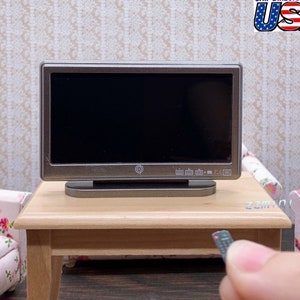 Dollhouse Miniature 1:12 Living Room LCD TV & 1 Remote Control Toy ...
