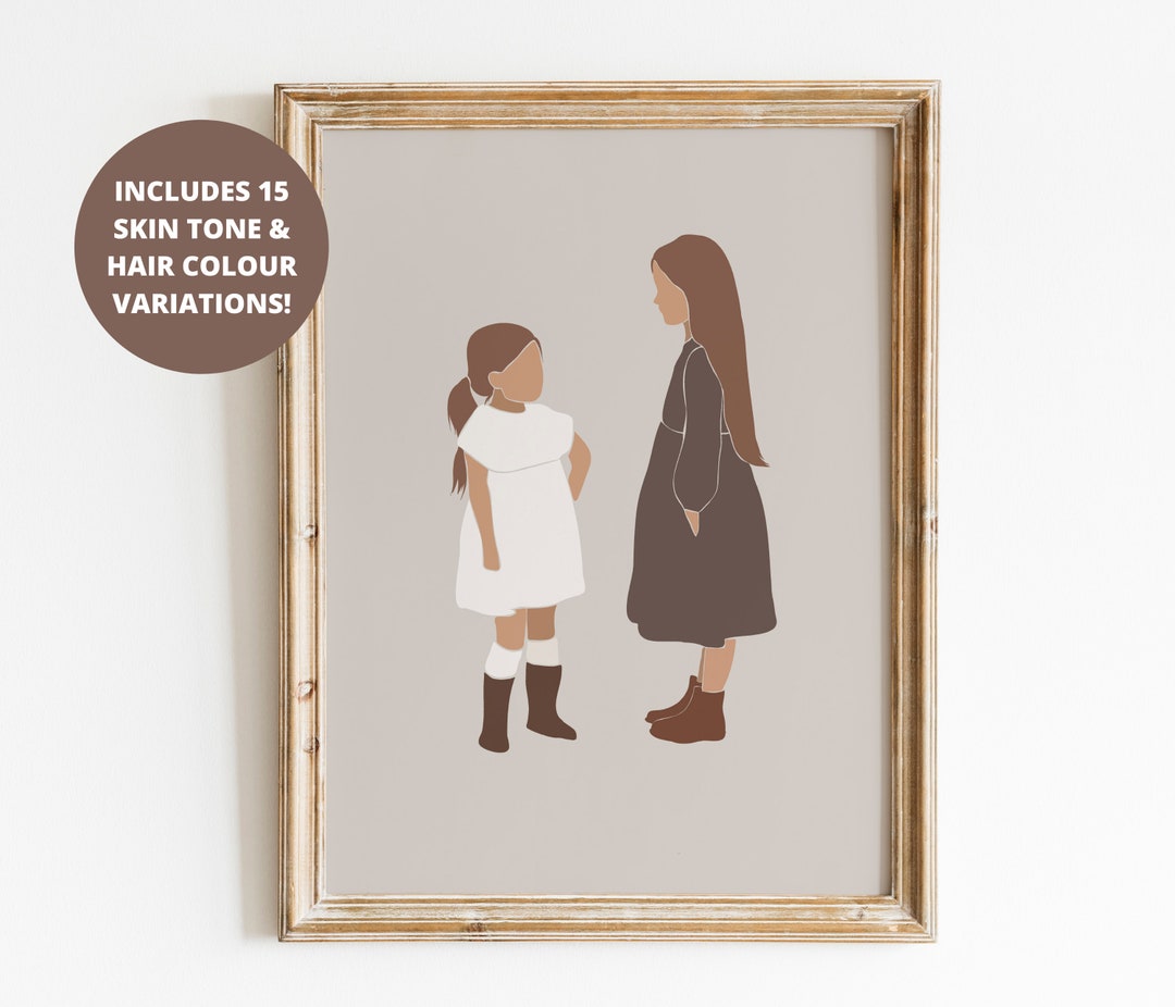 Printable Sister Abstract Portrait Kids Wall Art - Etsy
