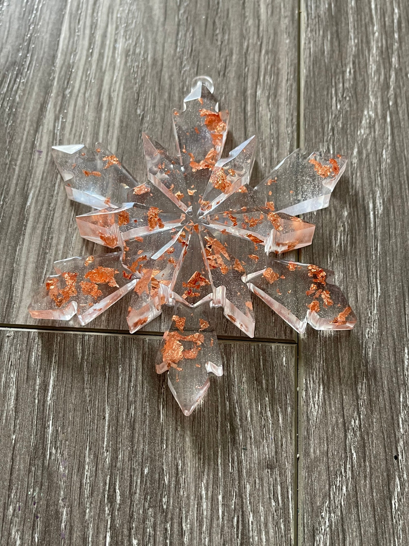 12 Clear and Rosegold Flake Snowflake Christmas Ornaments - Etsy
