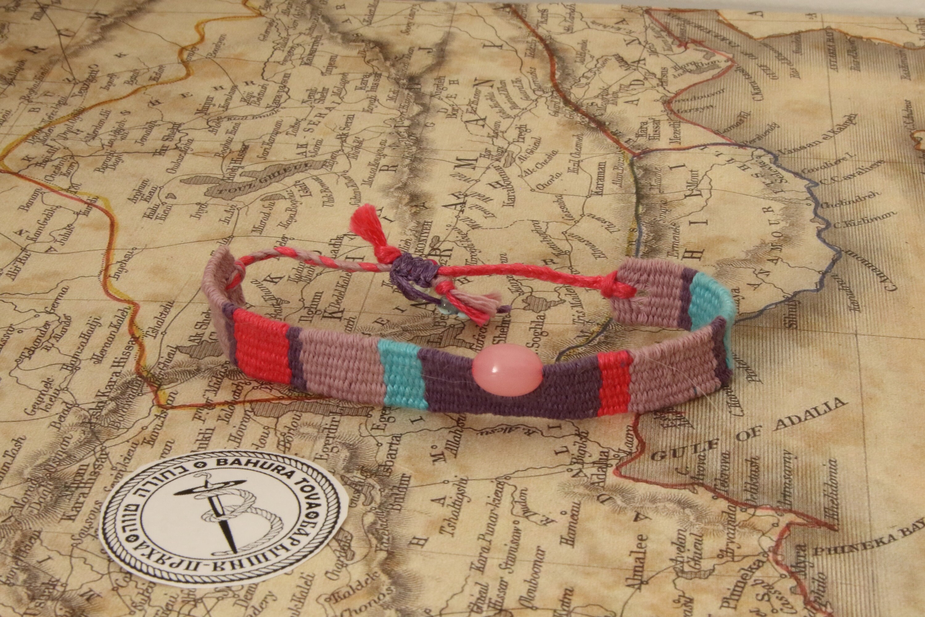 Bracelet Cotton Handwoven Handmade Textile With Acrylic Beads 1pcs ...