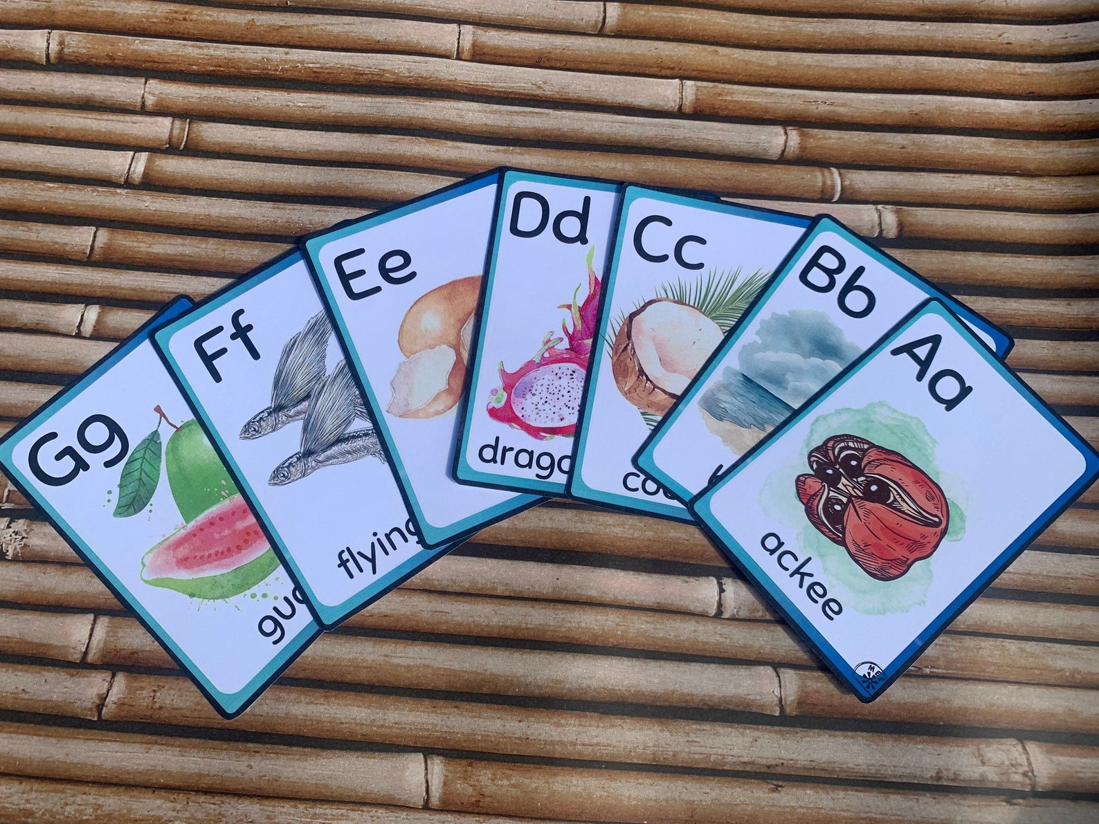 Caribbean Alphabet Flash Cards Pre-school Cards Educational Printable ...