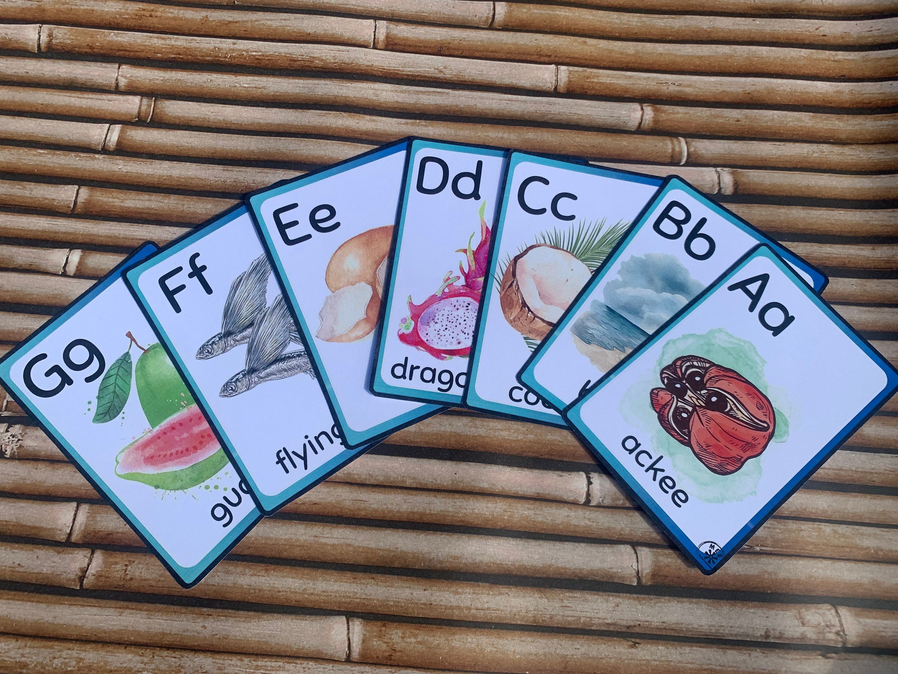 Caribbean Alphabet Flash Cards Pre-school Cards Educational Printable ...