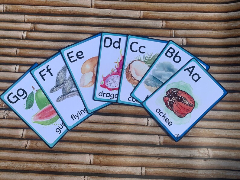 Caribbean Alphabet Flash Cards Pre-school Cards Educational Printable ...