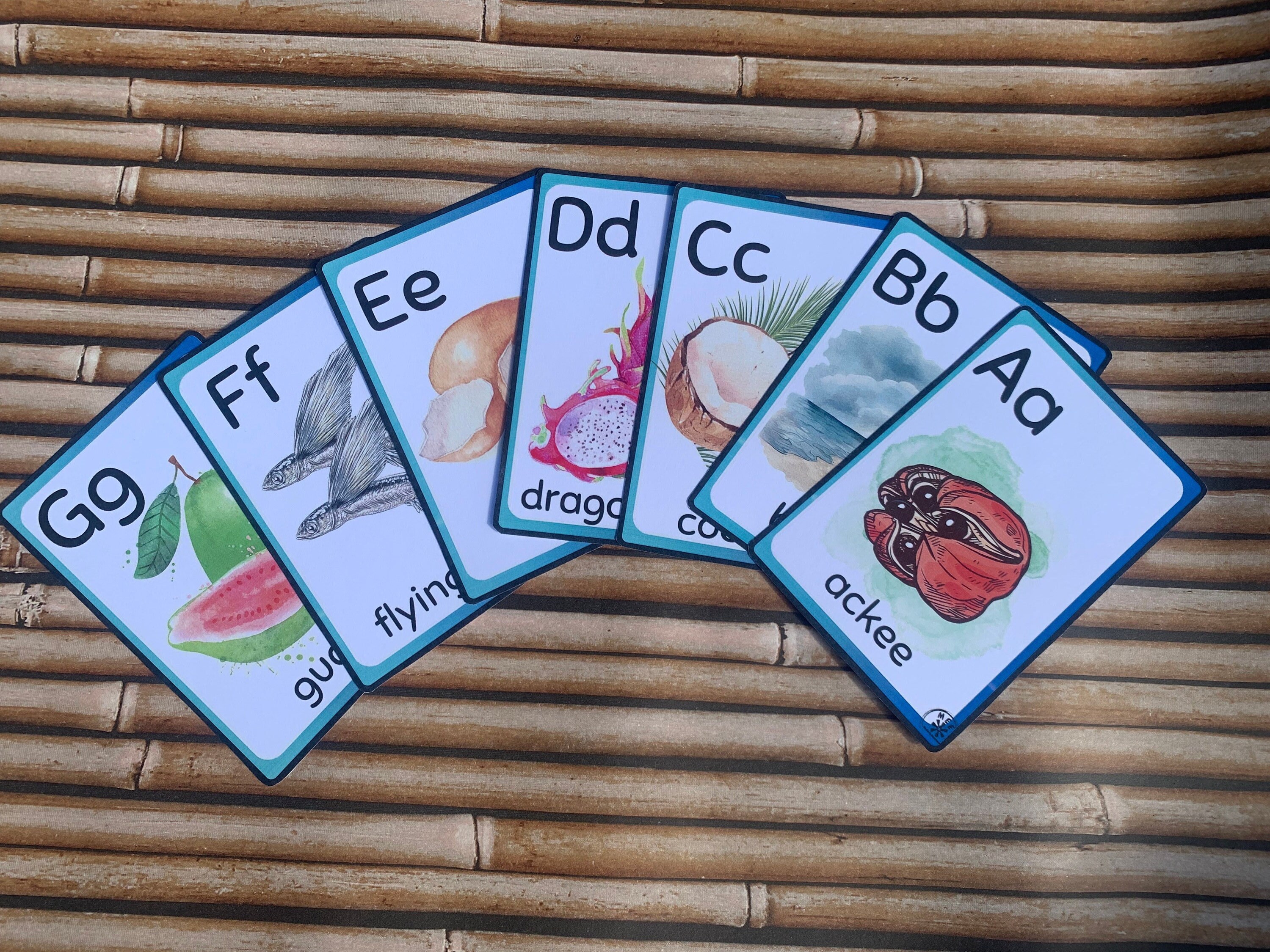 Caribbean Alphabet Flash Cards Pre-school Cards Educational Printable ...