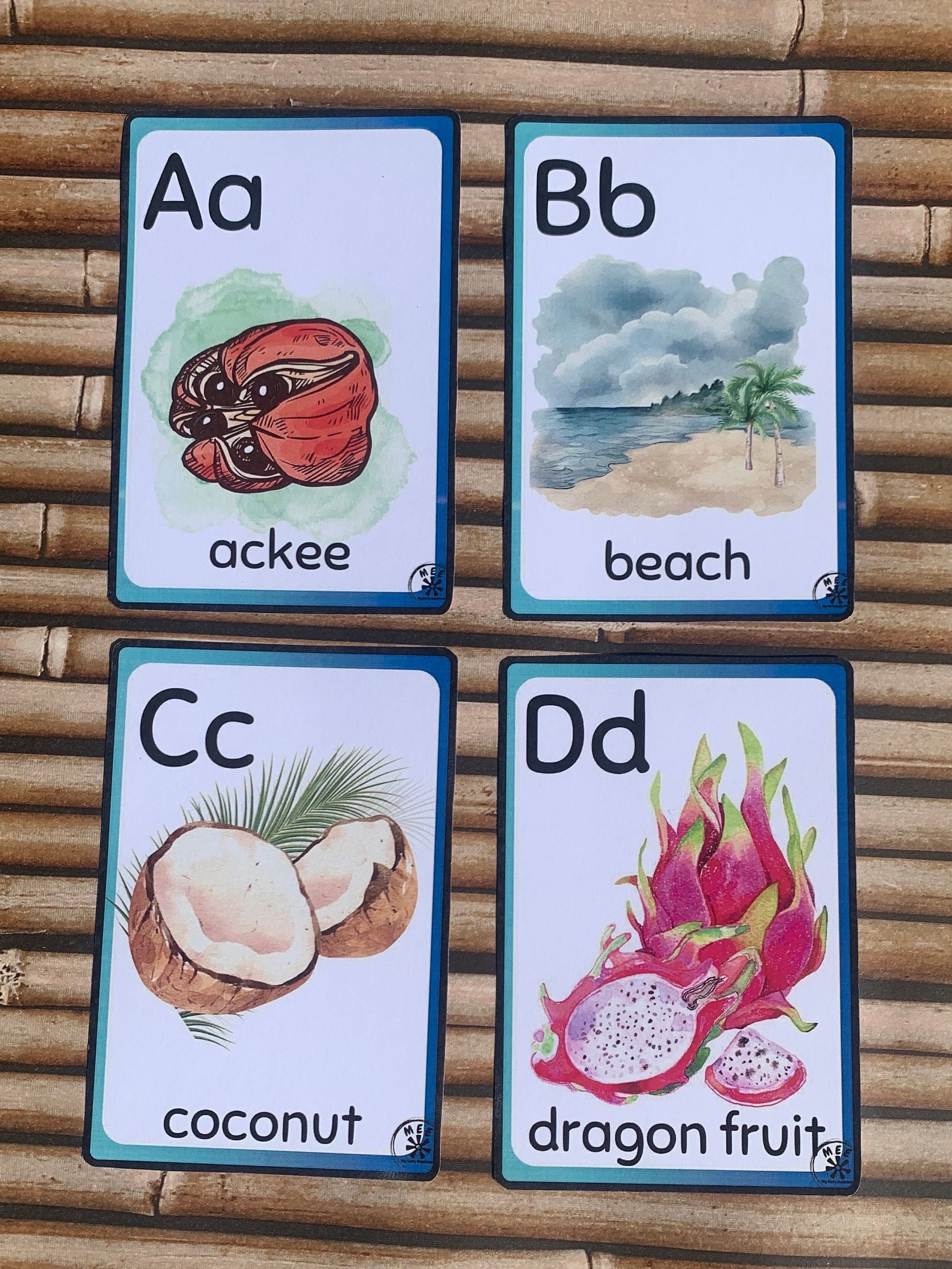 Caribbean Alphabet Flash Cards Pre-school Cards Educational Printable ...