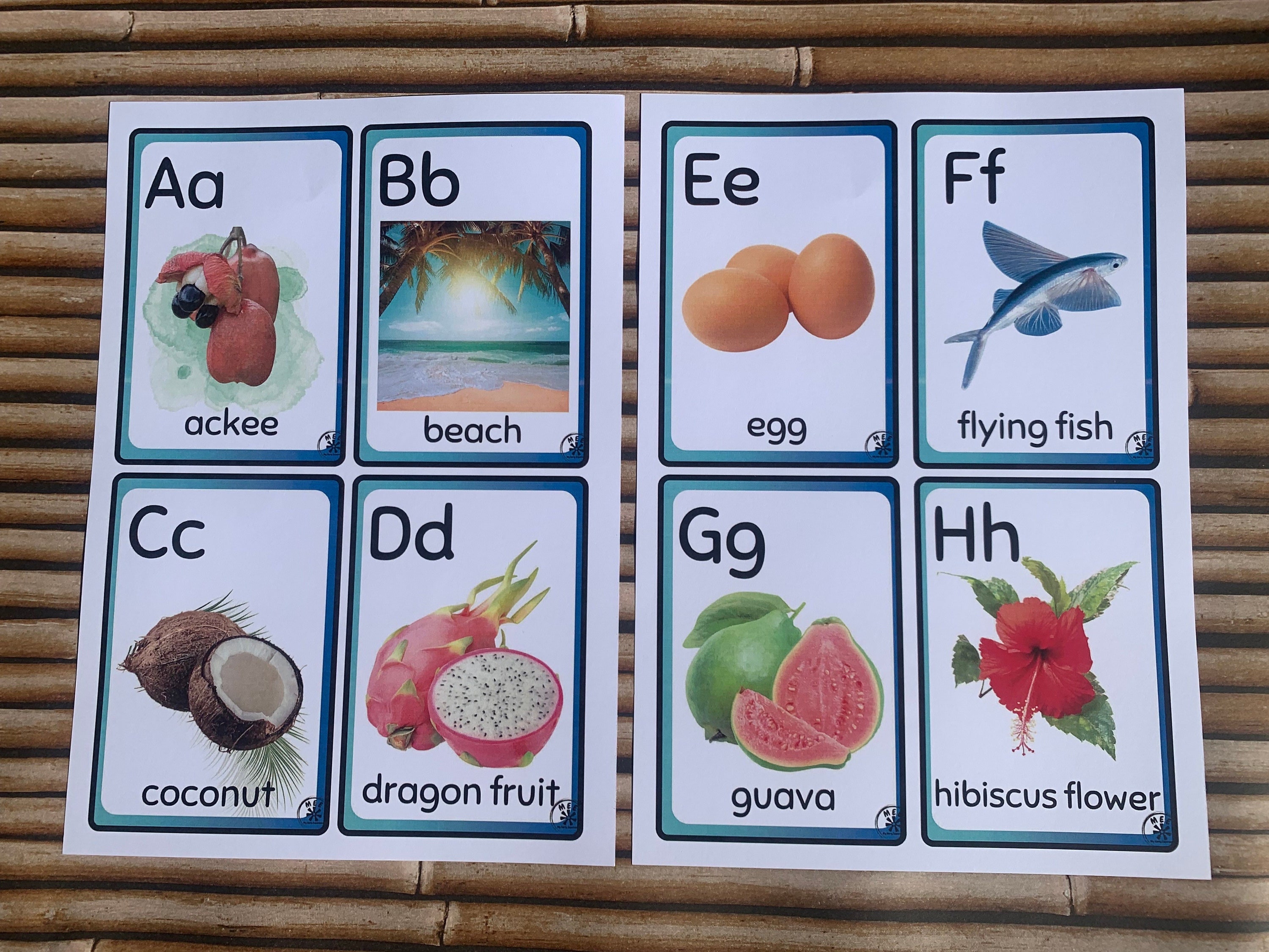 Caribbean Alphabet Flash Cards Pre-school Cards Educational Printable ...