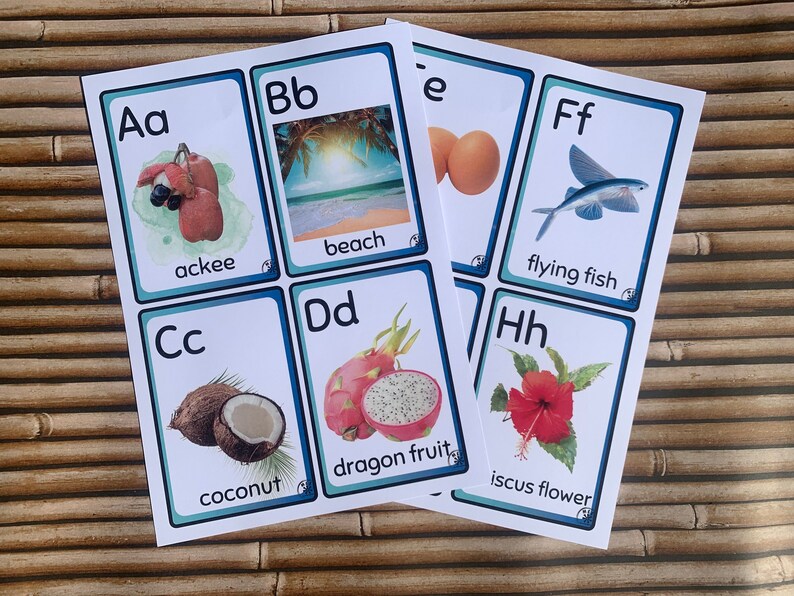 Caribbean Alphabet Flash Cards Pre-school Cards Educational Printable ...
