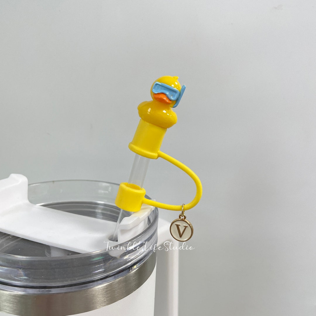 Cute Yellow Duck Straw Topper,adorable Diving Duck Straw Cap Cover ...