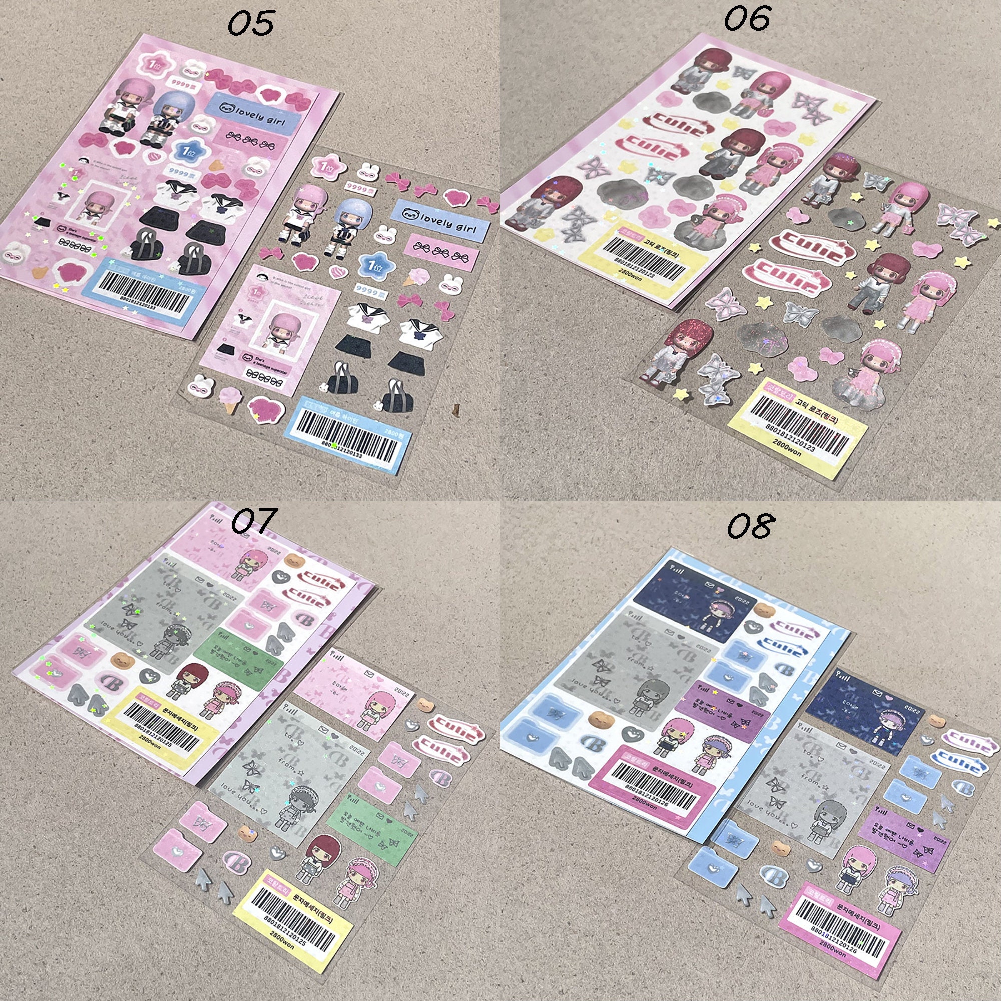 Cute Cartoon Girl Stickers DIY Photo Card Album Decorative - Etsy Australia