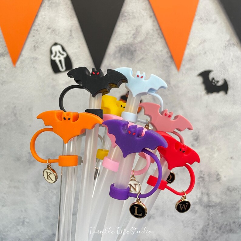 Unique Fun Halloween Bat Straw Topper,silicone Bat Straw Top Cover ...