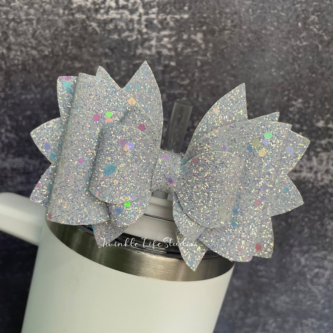 Twinkle Haze Blue Straw Topper Bow,tumbler Topper Bow,shiny Misty Blue ...