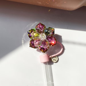 Blingbling Shiny Crystal Flower Straw Topper,weaving Crystal Flower ...