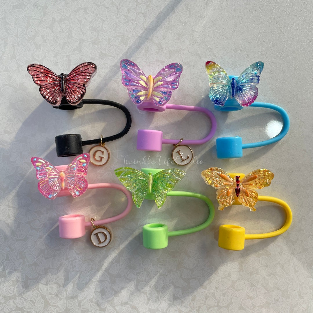 Colorful Resin Butterfly Straw Topper,cute Candy Color Butterfly Straw ...