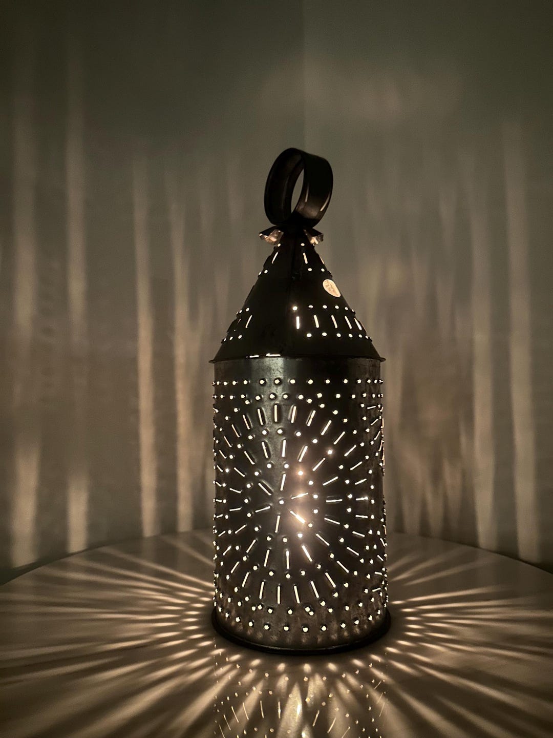Antique Pierced Tin Candle Lantern | 19th Century Style Folk Lantern ...