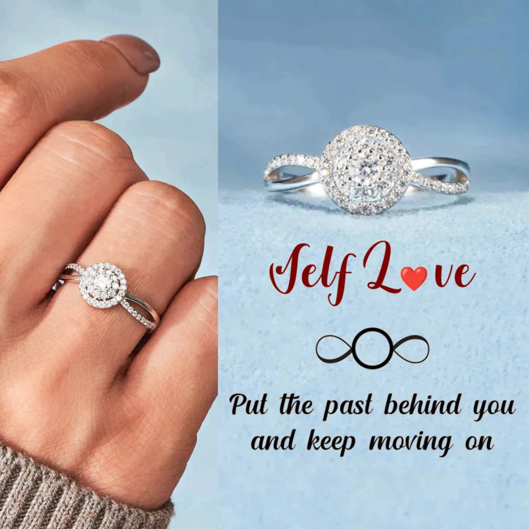 Self Love Ring Diamond Infinity Ring Keep Moving on Silver Wedding Ring ...