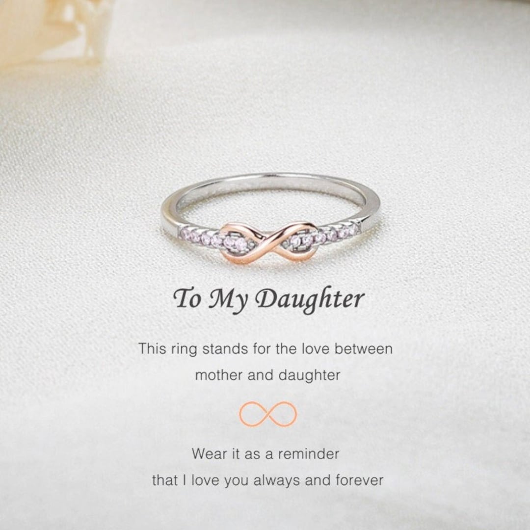 To My Daughter Forever Infinity Ring Pink Diamond Ring Silver Wedding ...