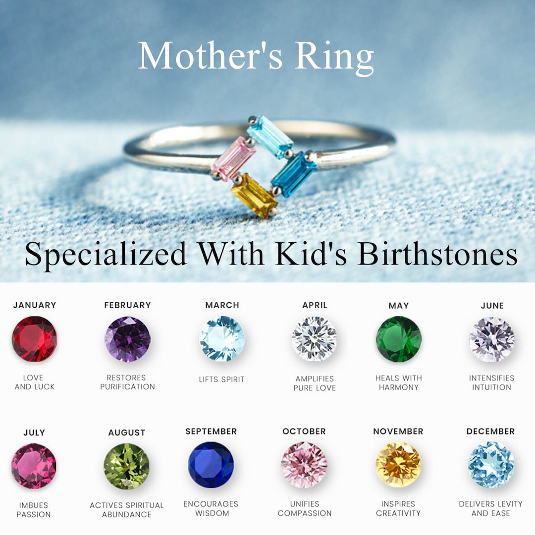 Mother's Ring Specialized With Kid's Birthstones Personalized 3-6 ...