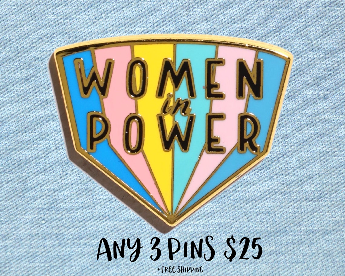 Women in Power Lapel Pin Hard Enamel Pin Face Mask Pin Gold - Etsy