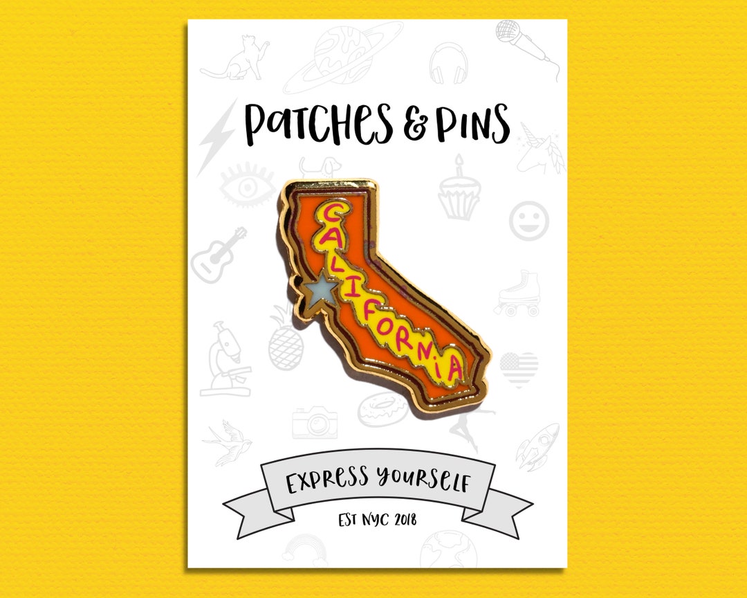 California Enamel Pin, Lapel Pin, Hard Enamel Pin, Face Mask Pin, Gold ...
