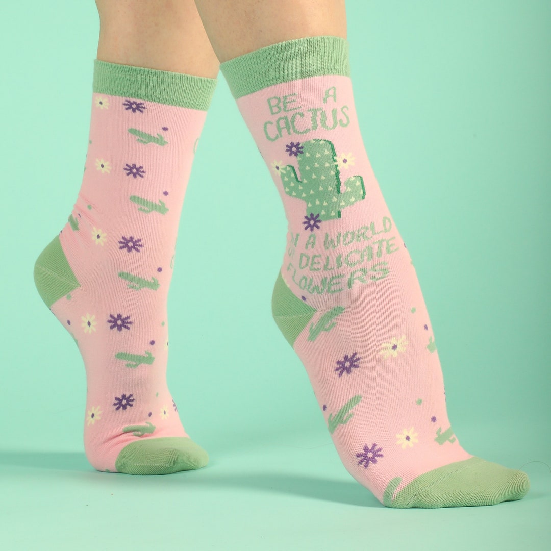 Be a Cactus Women's Socks, Fun Graphic Socks, Women's Novelty Socks ...