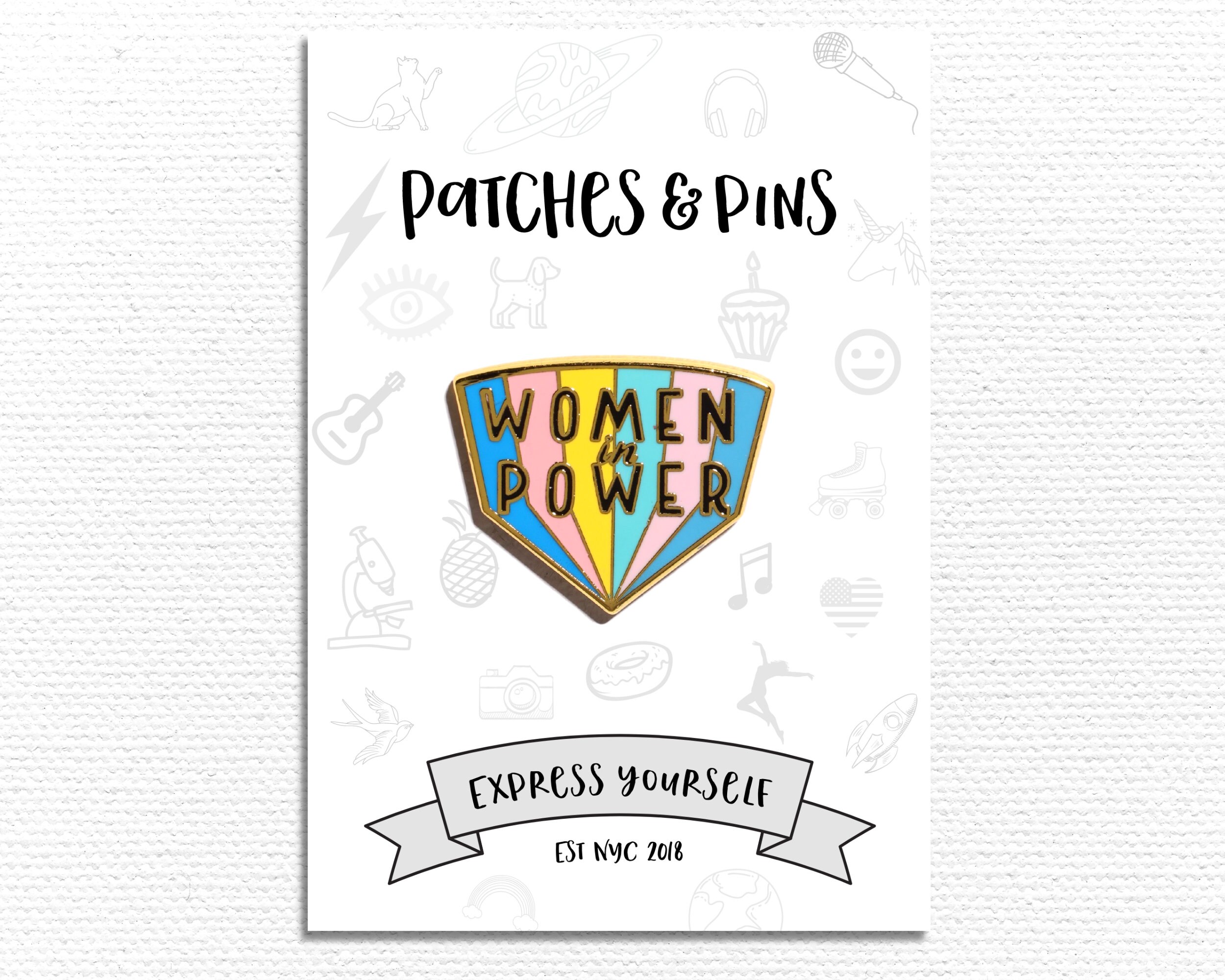 Women in Power Lapel Pin Hard Enamel Pin Face Mask Pin Gold - Etsy