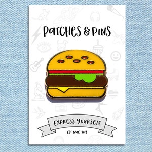 Burger Enamel Pin, Lapel Pin, Hard Enamel Pin, Face Mask Pin, Gold ...