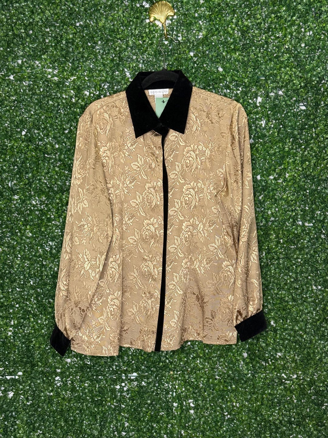 Susan Hutton Button Down Shirt With Velvet Accents - Etsy