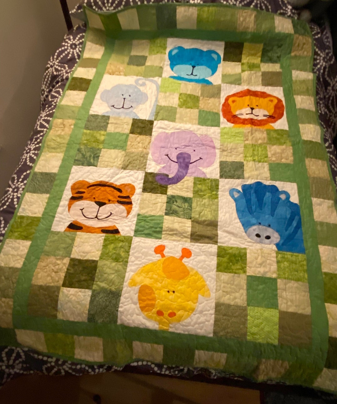 Handmade Large Jungle Animal Theme Quilt for Kids 46"x70" - Etsy