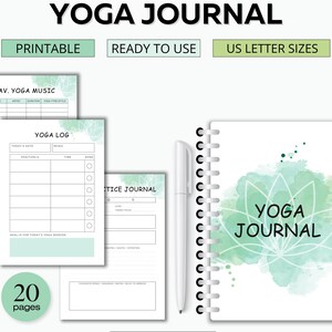 Printable Yoga Journal Template, Yoga Journal Challenge, Yoga Fitness ...