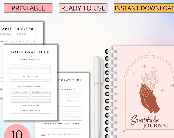 Printable Gratitude Journal Template, Monthly Gratitude, Gratitude ...