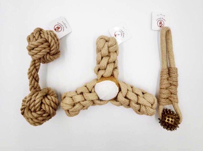 SUSTAINABLE Biodegradable Hemp 3 Toy Pack Handmade Dog Throw/rope Toys ...