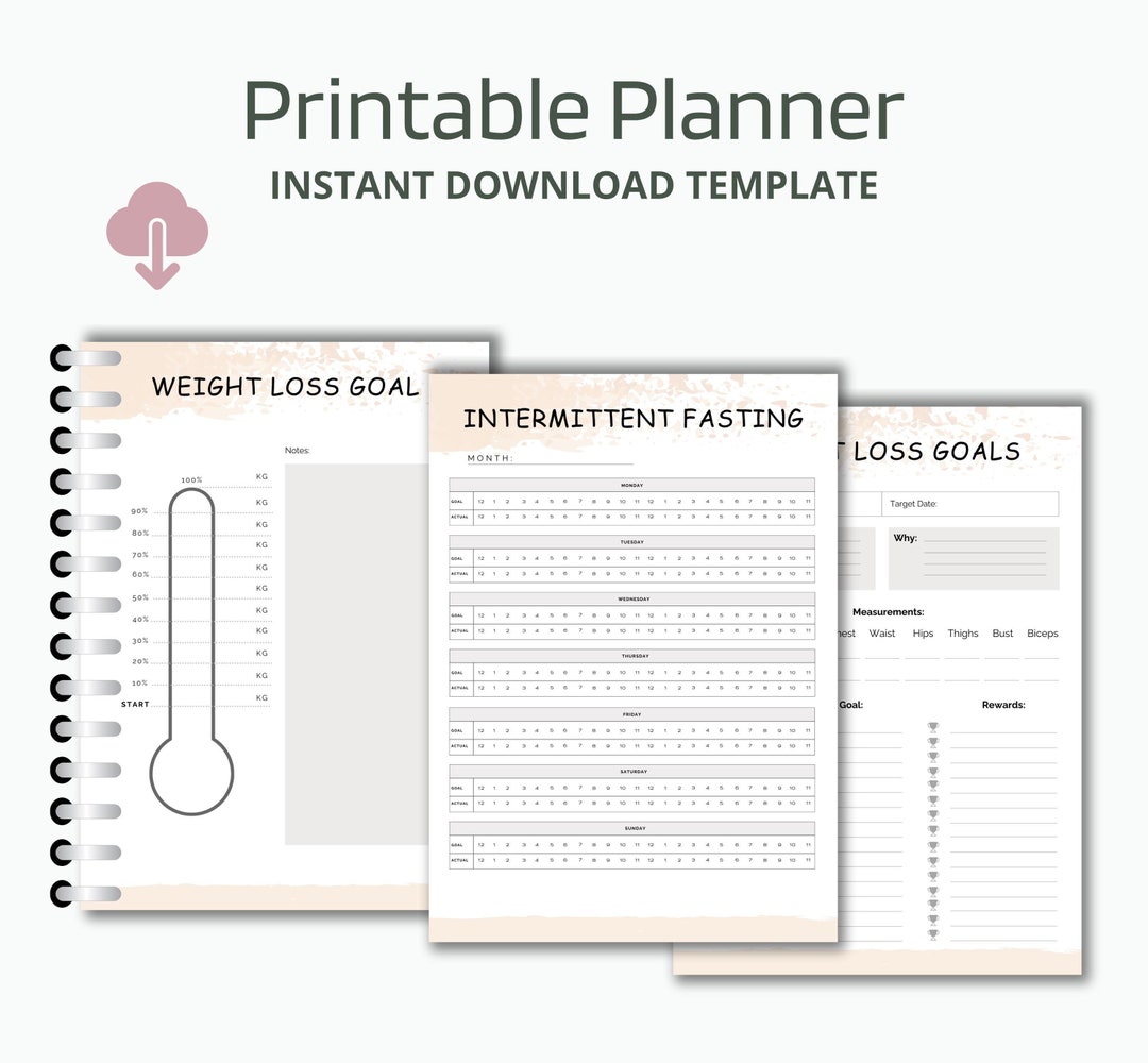 Printable Fitness Journal, Printable Weight Loss Tracker, Health and ...