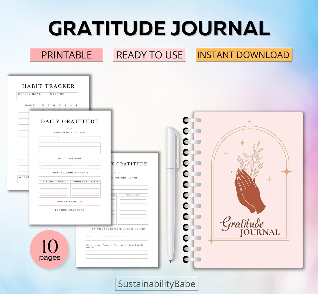 Printable Gratitude Journal Template, Monthly Gratitude, Gratitude ...
