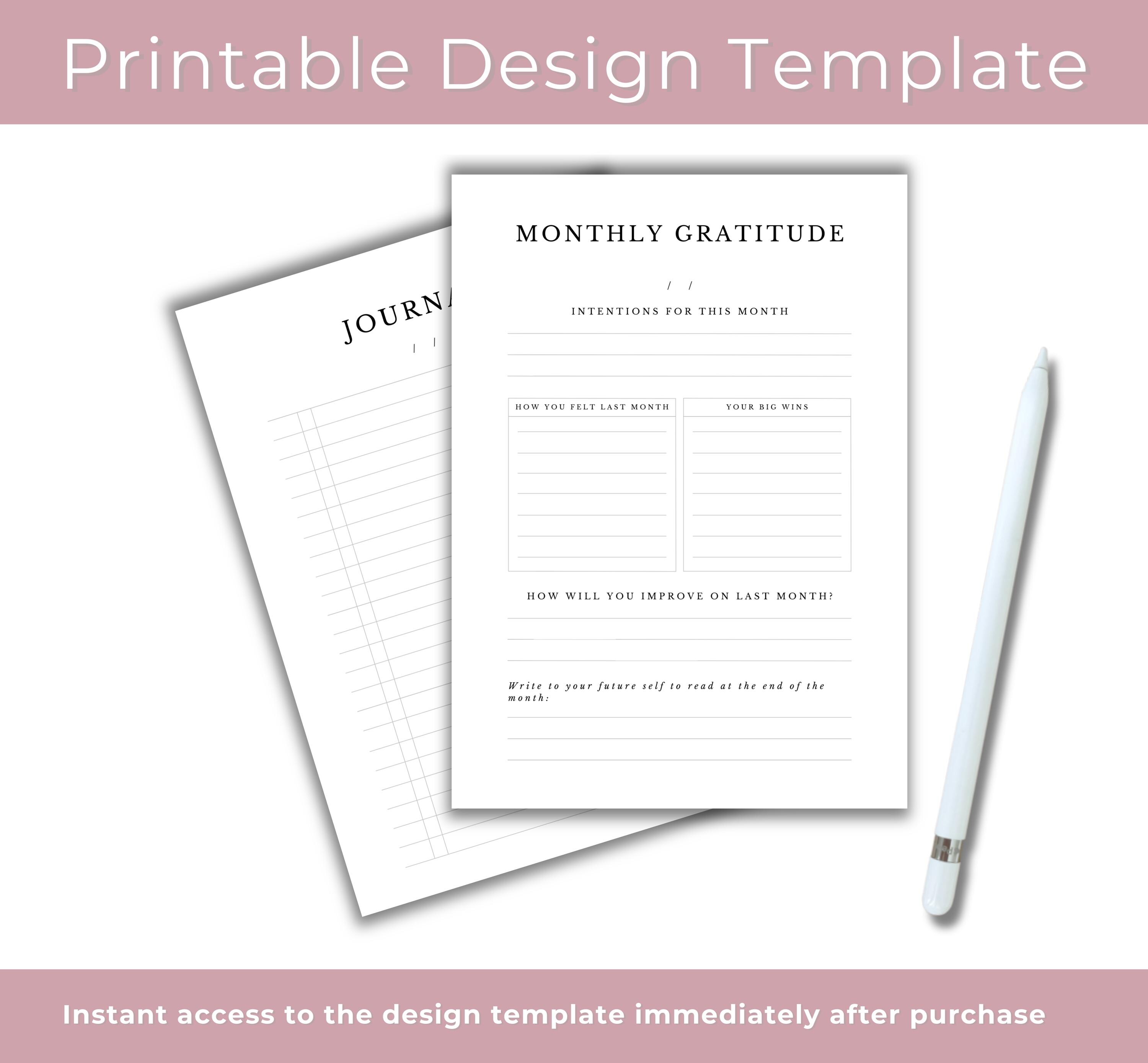 Printable Gratitude Journal Template, Monthly Gratitude, Gratitude ...