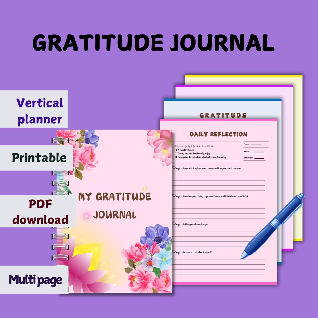 Gratitude Journal, Printable PDF, Daily Gratitude, Wellness Tracker ...