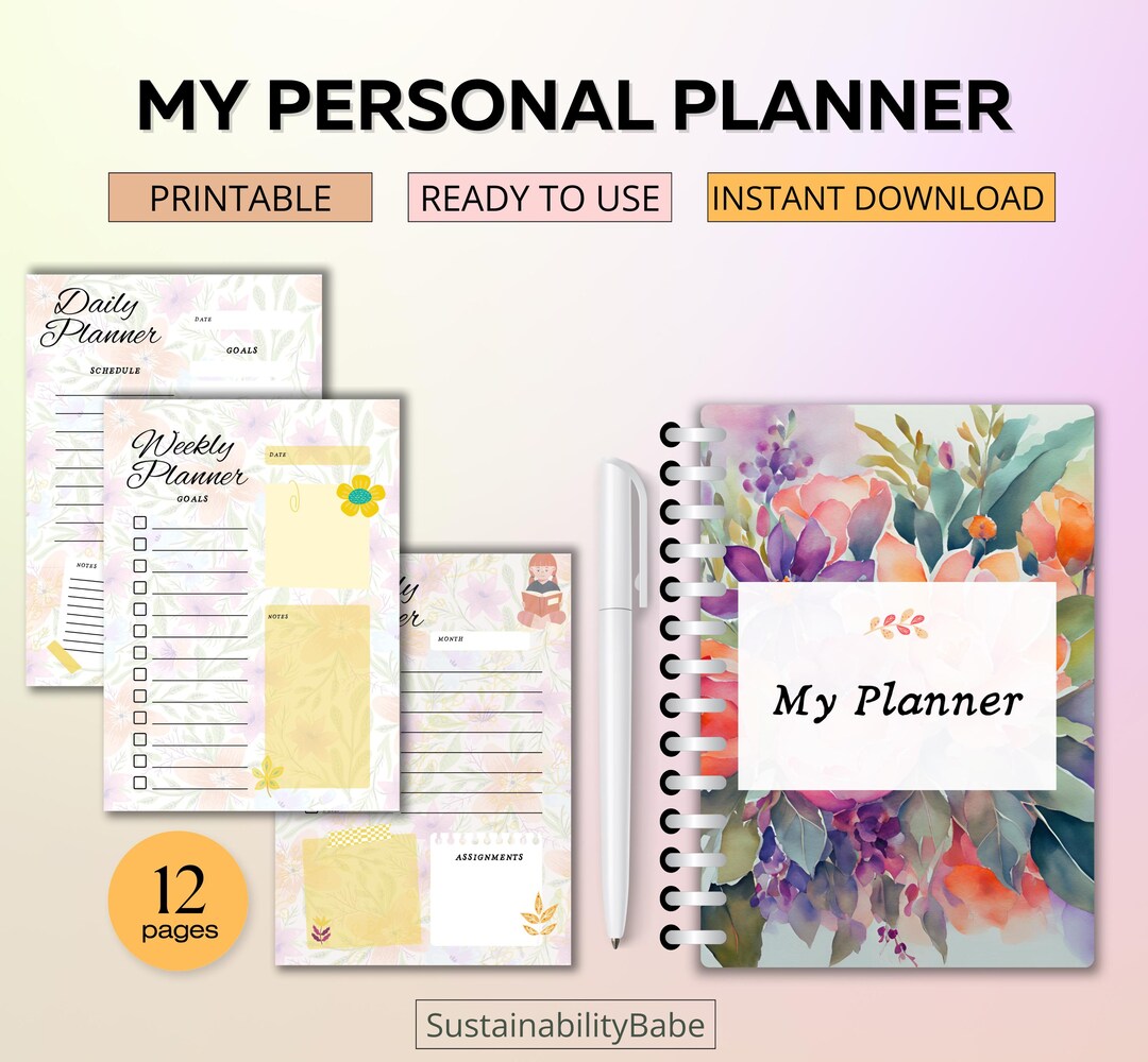 My Personal Planner, Printable Daily, Weekly & Monthly Planner for ...
