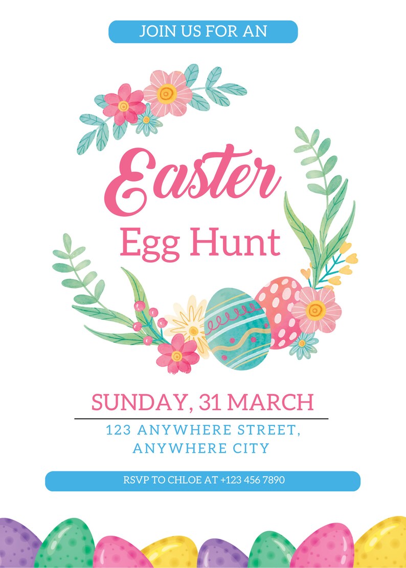 Editable Easter Egg Hunt Flyer Easter Egg Hunt Invite Easter Egg Hunt ...