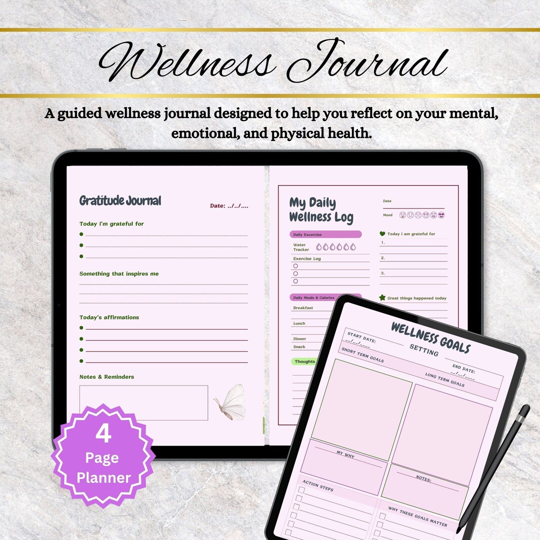 Wellness Journal, Printable PDF, Health Tracker, Self-care Planner ...