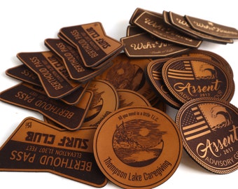 Custom Leather Patches Laser Engraved Genuine Leather - Etsy