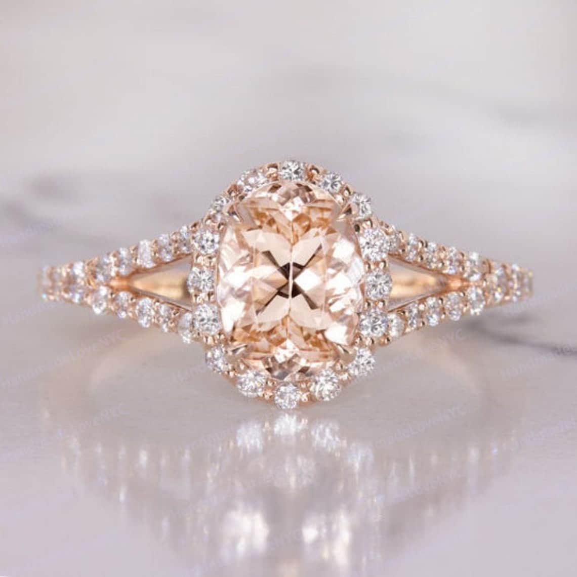 14k Gold Morganite Gemstone Ring Natural Morganite Ring | Etsy