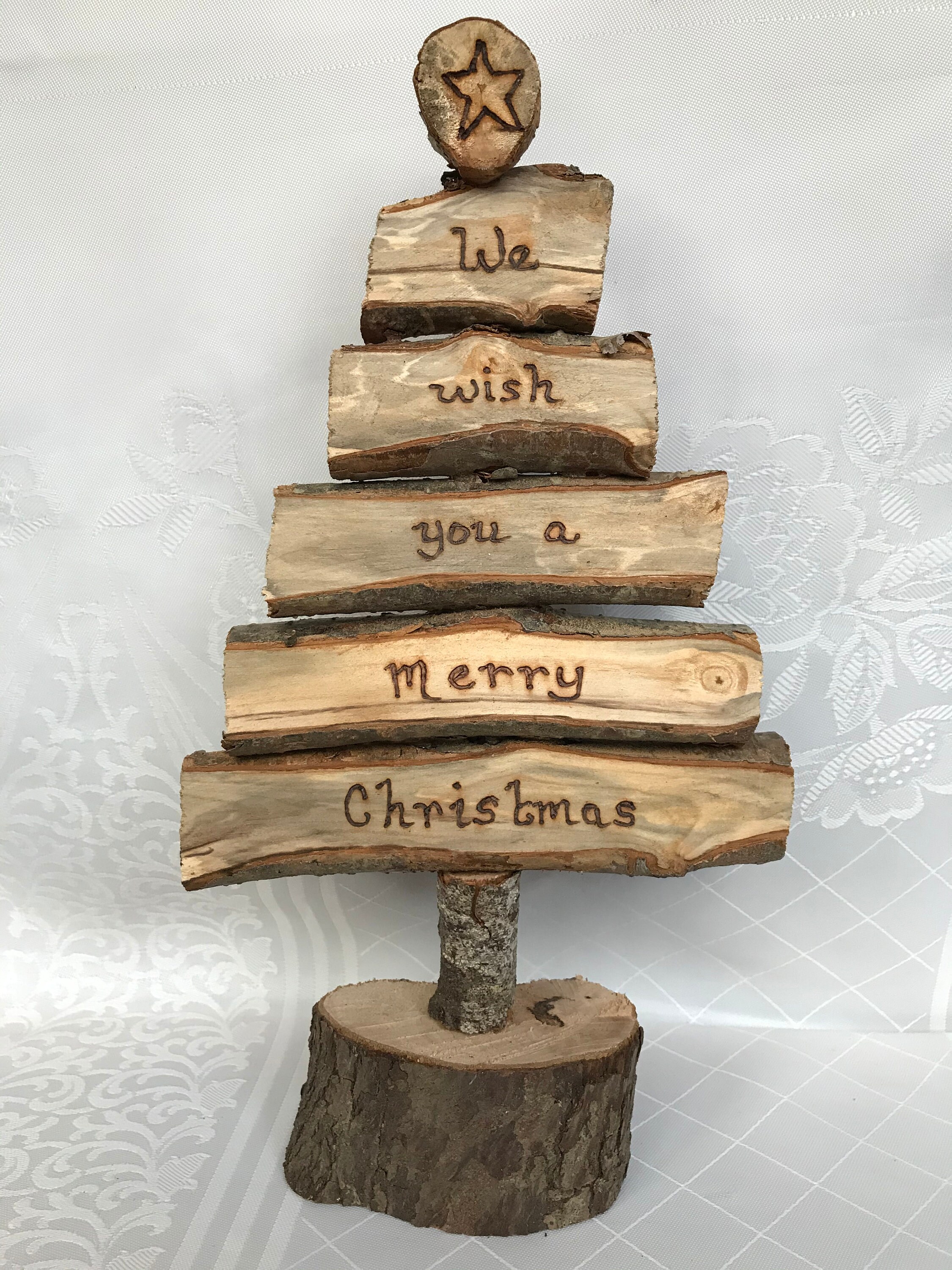 Hand Made Wooden Trees With Seasonal Pyrography Messaging Apx - Etsy