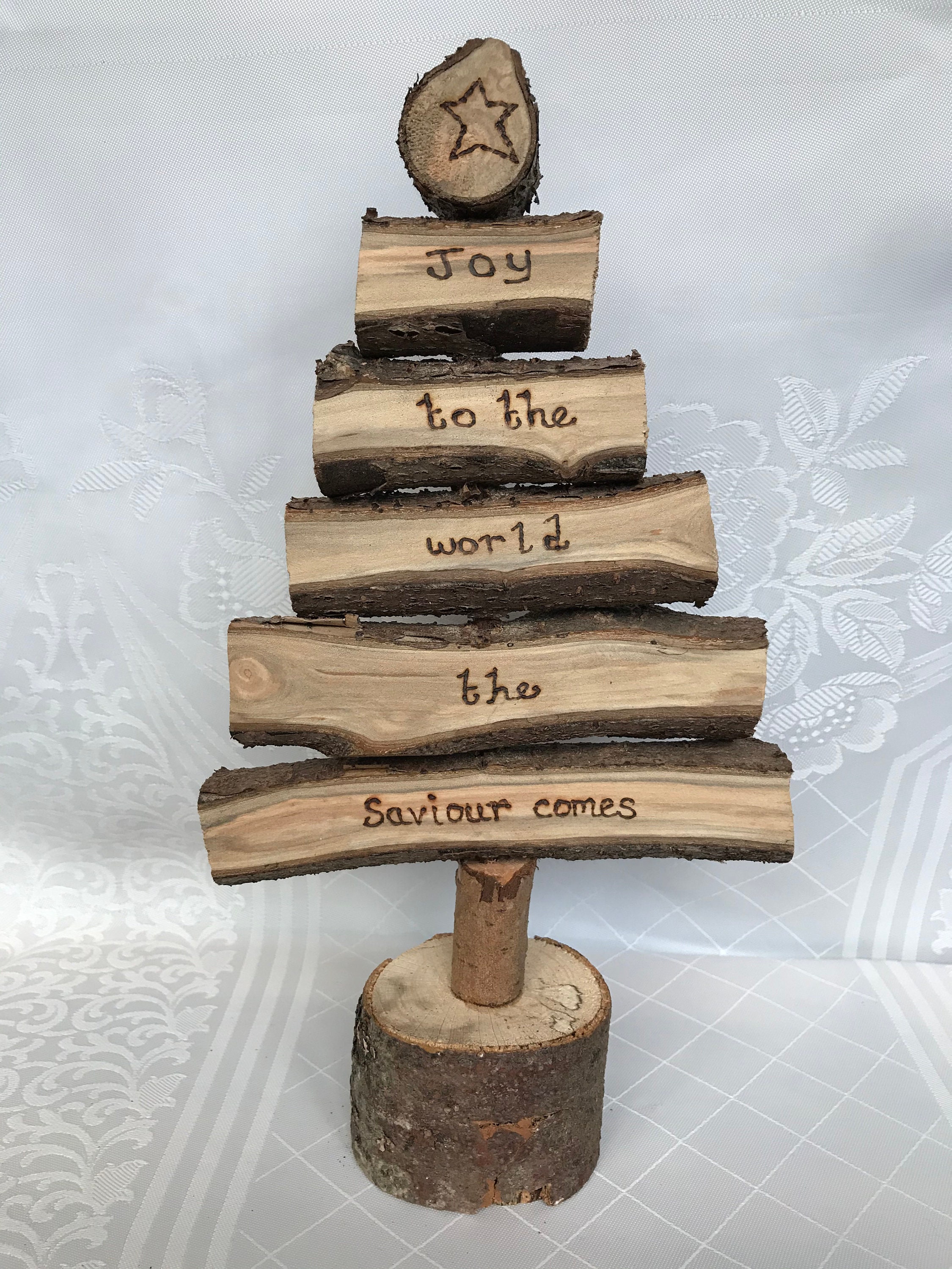 Hand Made Wooden Trees With Seasonal Pyrography Messaging Apx - Etsy