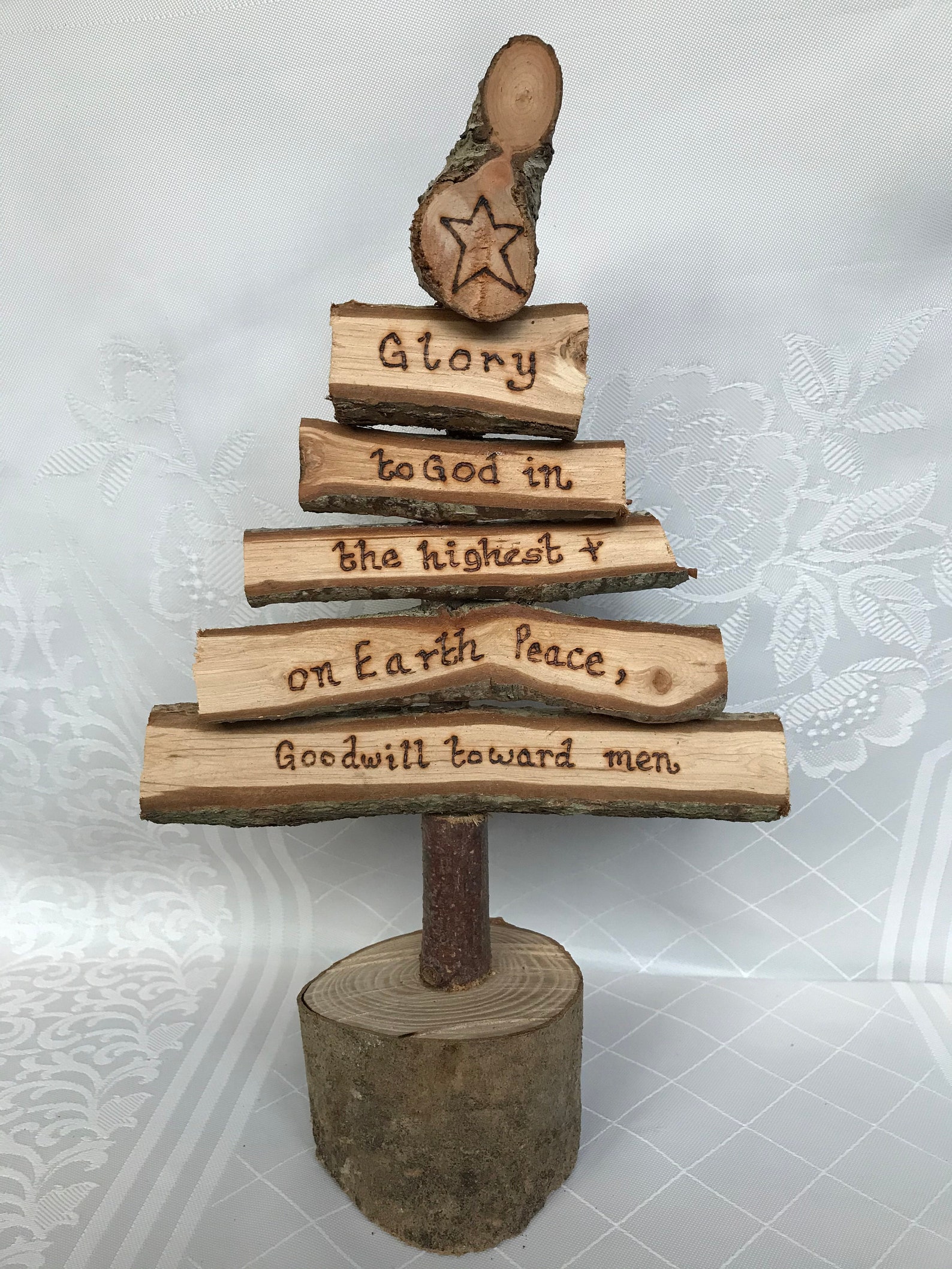 Hand Made Wooden Trees With Seasonal Pyrography Messaging Apx - Etsy