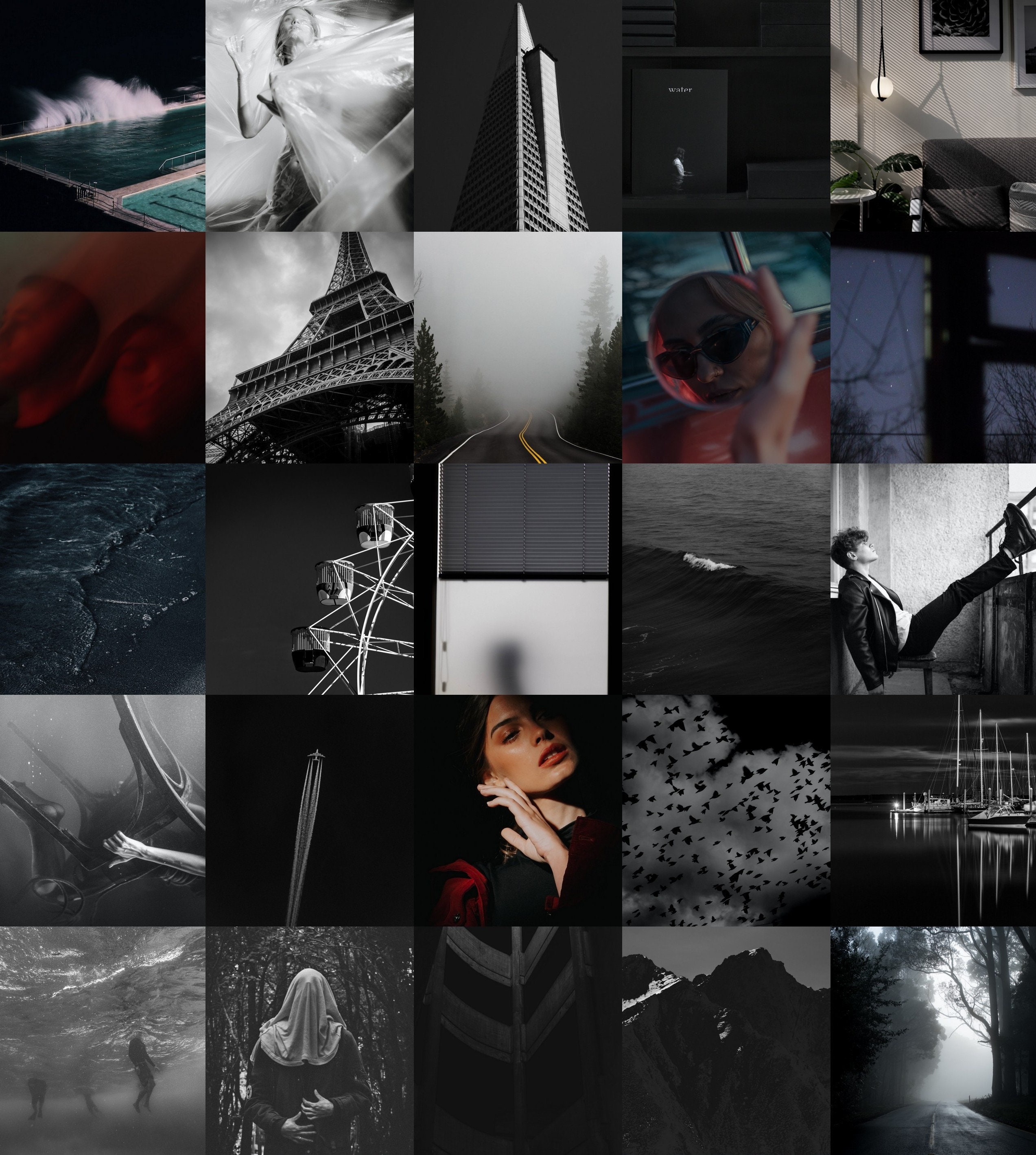 Black aesthetic Wall collage kit 60 pcs Dark collage wall | Etsy