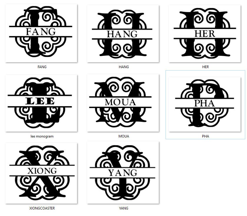 Hmong Last Name Monogram Coaster Set of 4 - Etsy